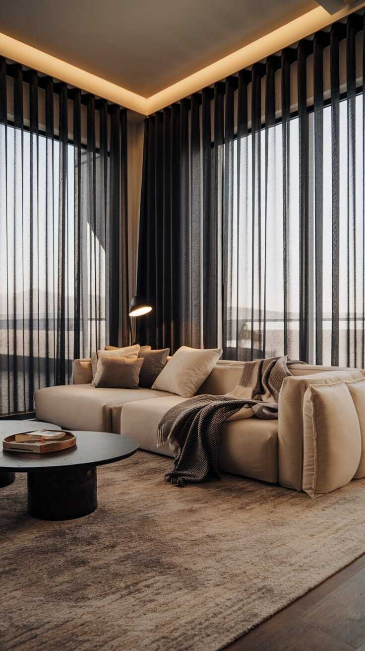 13 Black Curtains Living Room Ideas for Bold And Sophisticated Look