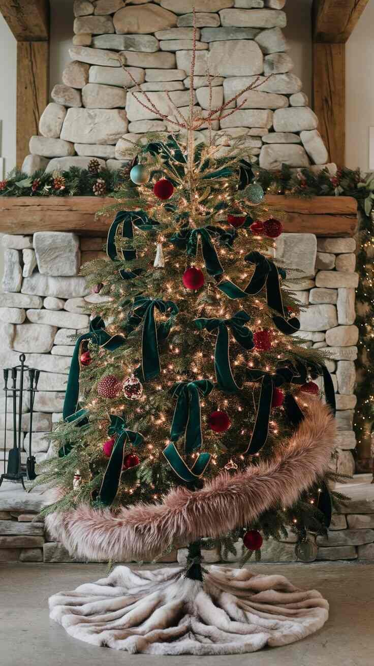 12 Velvet Christmas Tree Decorating Ideas for Holiday Look